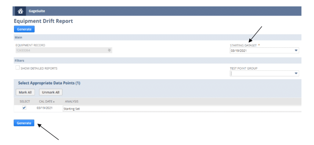 Find Drift Charts For Equipment In GageSuite - CrossCo